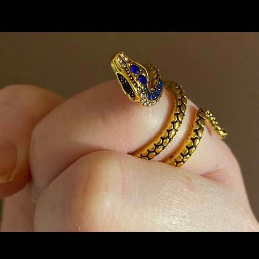 Gold Snake Serpent Ring - Gem
